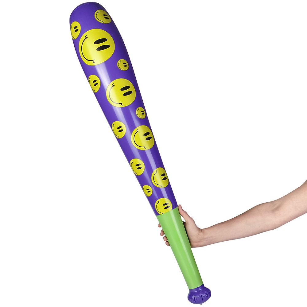 144 Bulk 42 Inch Smiley Face Baseball Bat Inflate - at - bluestarempire.com
