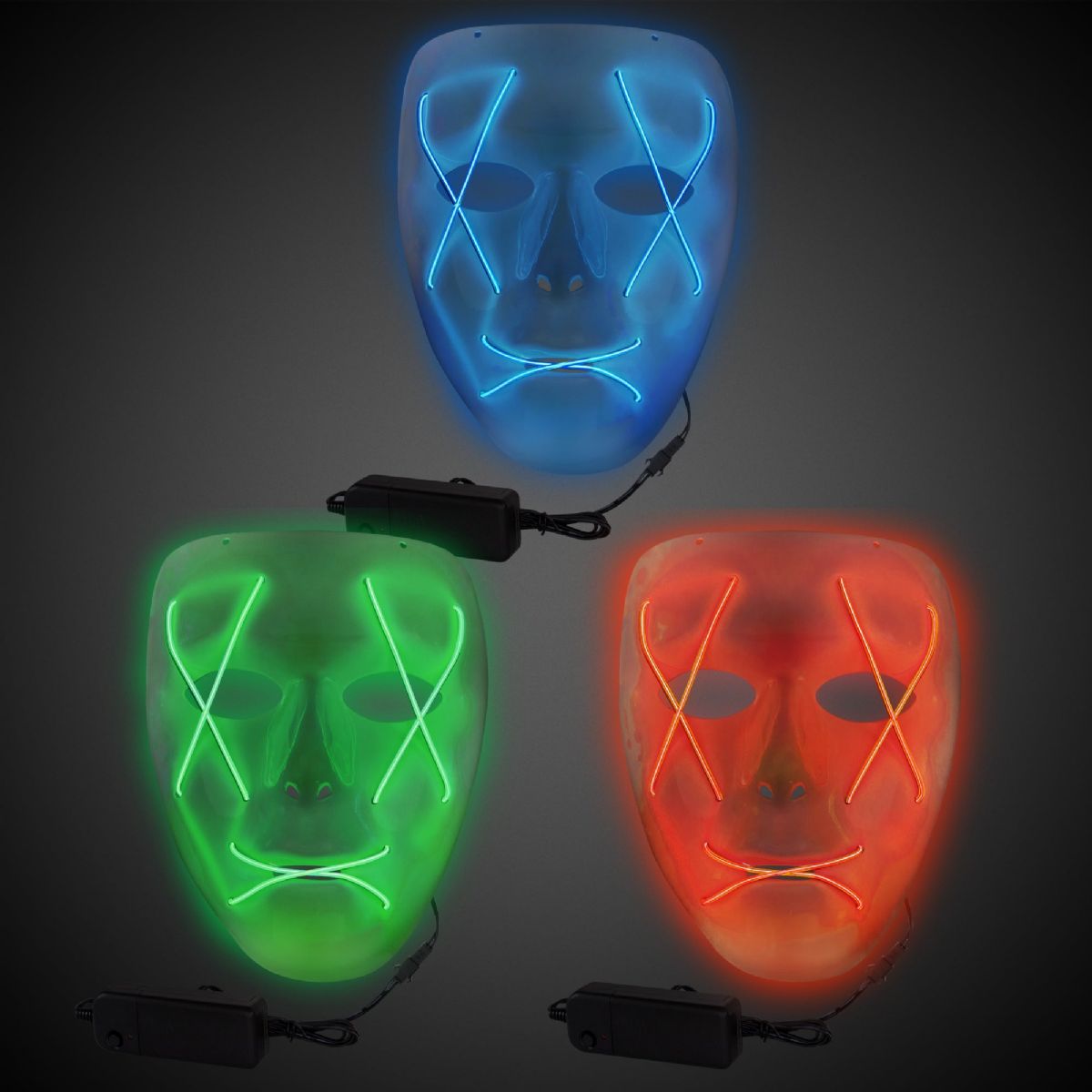 18 Bulk Led Assorted El Wire Masks (3-Count) - at - bluestarempire.com