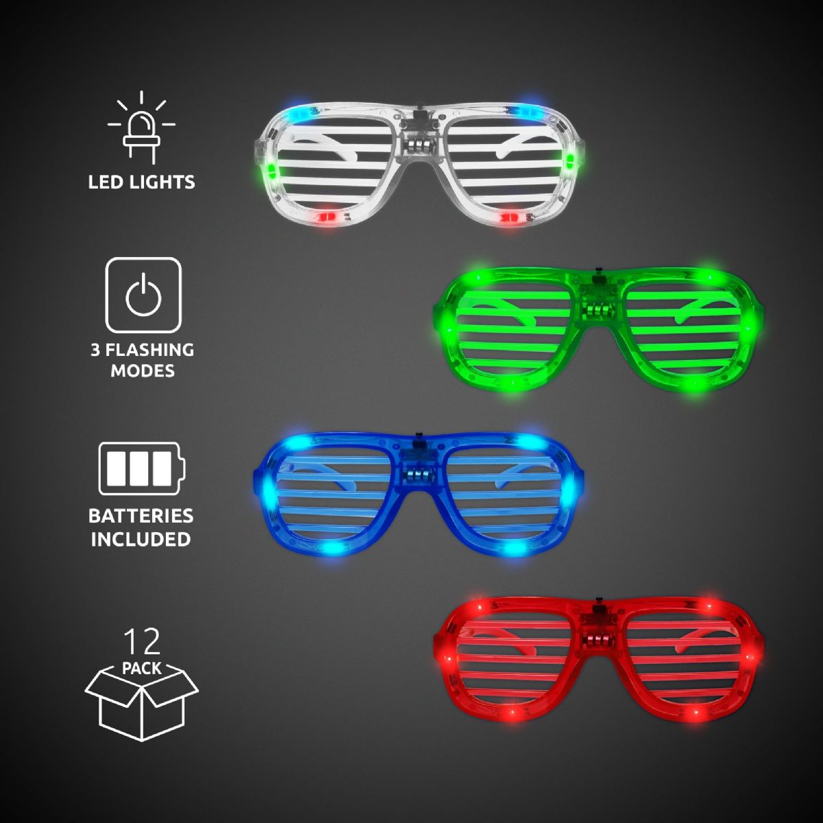 36 Bulk LED Slotted Shades (12-Piece Assortment) - at - bluestarempire.com