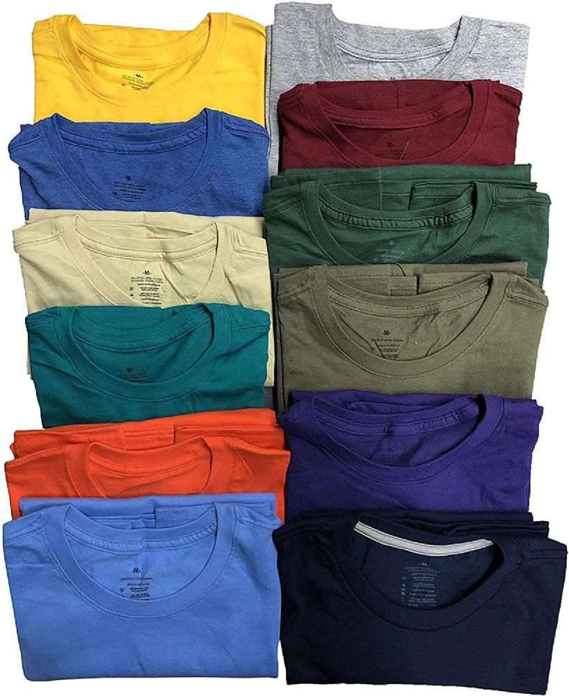 72 Bulk Mens Cotton Crew Neck Short Sleeve T-Shirts Irregular ...