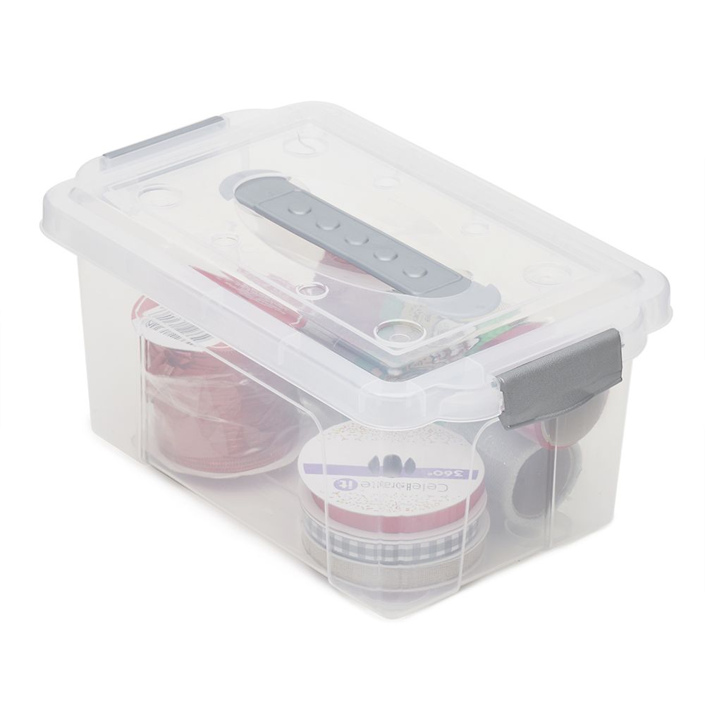 6 Bulk Home Basics 4.25 Liter Storage Box With Handle, Clear - at ...
