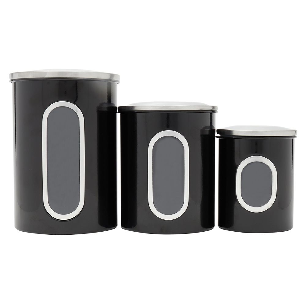 6 Bulk Home Basics 3 Piece Stainless Steel Top Canisters With Windows ...