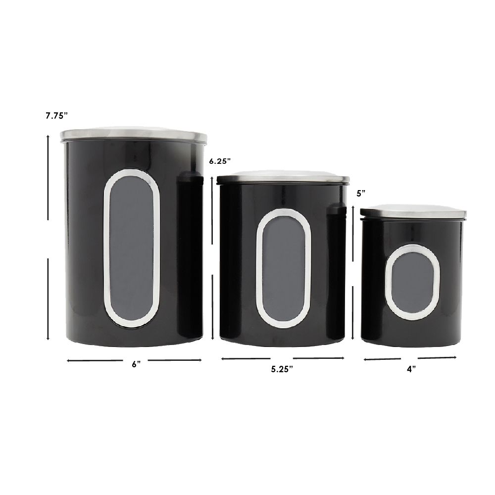 6 Bulk Home Basics 3 Piece Stainless Steel Top Canisters With Windows ...