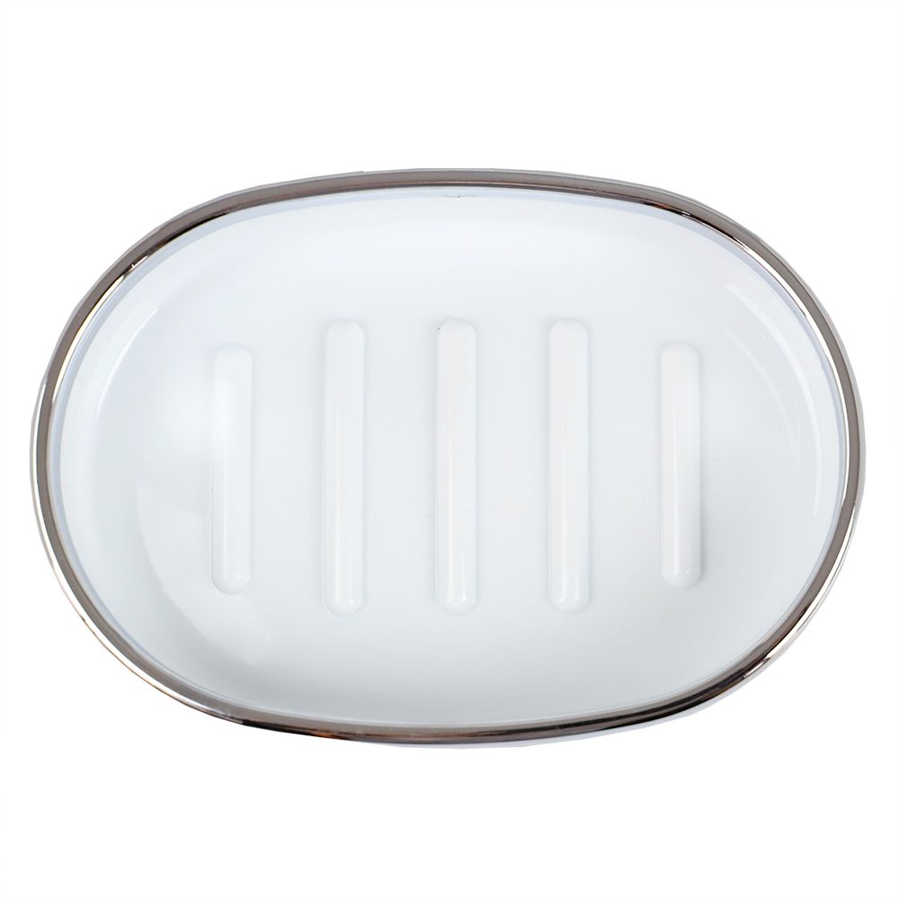 12 Bulk Home Basics Skylar Oval Ridged Abs Plastic Soap Dish, White ...