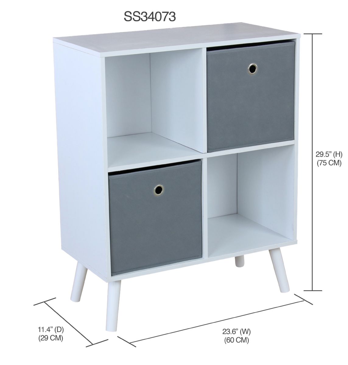 Bulk Home Basics 4 Cube Organizer With Two Bins, White - at ...