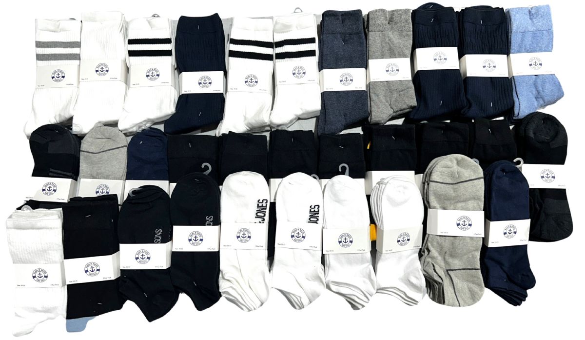 180 Bulk Sock Pallet Deal Mixed Assorted Random Colors For Men Women ...