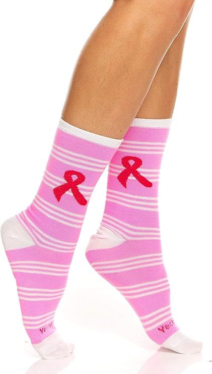 24 Bulk Yacht & Smith Printed Breast Cancer Awareness Socks, Pink ...