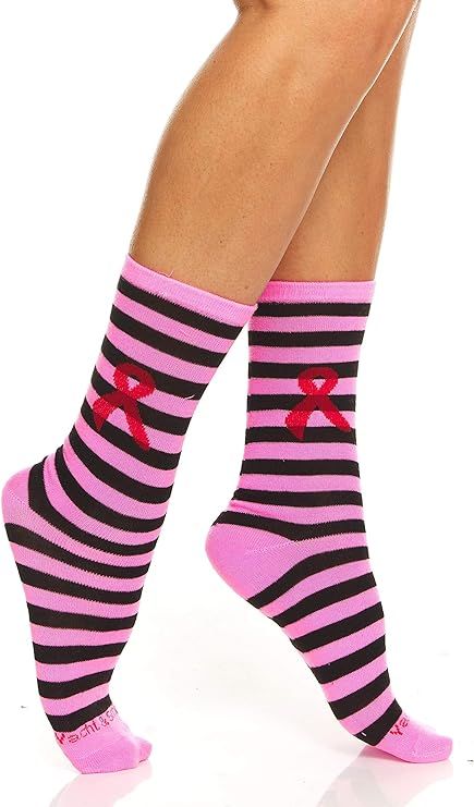 24 Bulk Yacht & Smith Printed Breast Cancer Awareness Socks, Pink ...