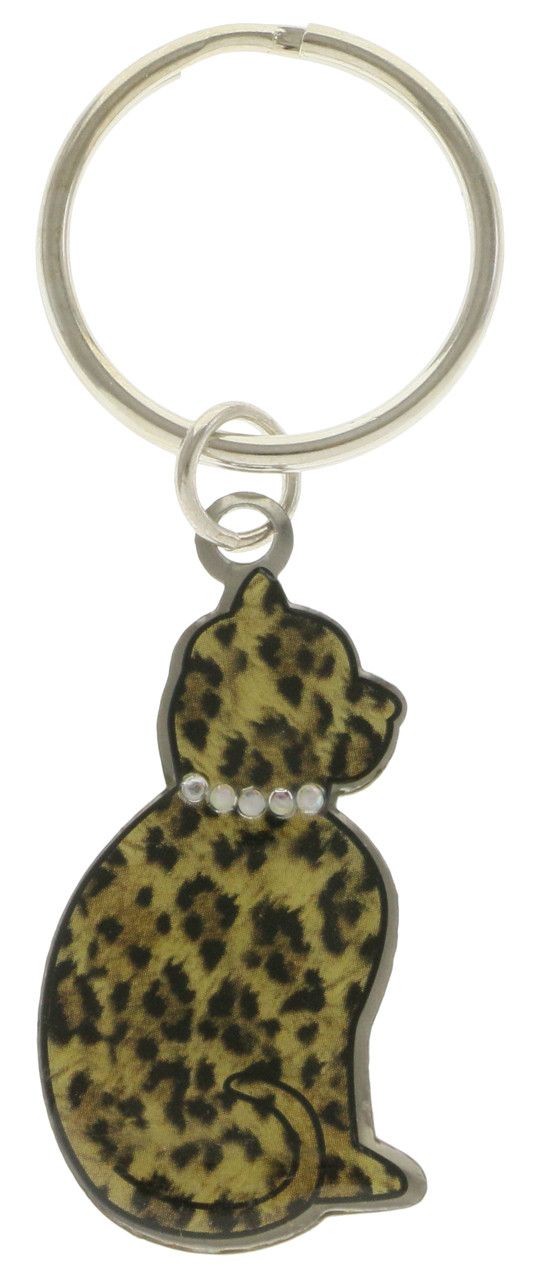 60 Bulk Cat Shaped Keychain With Cheetah Print Design - at ...