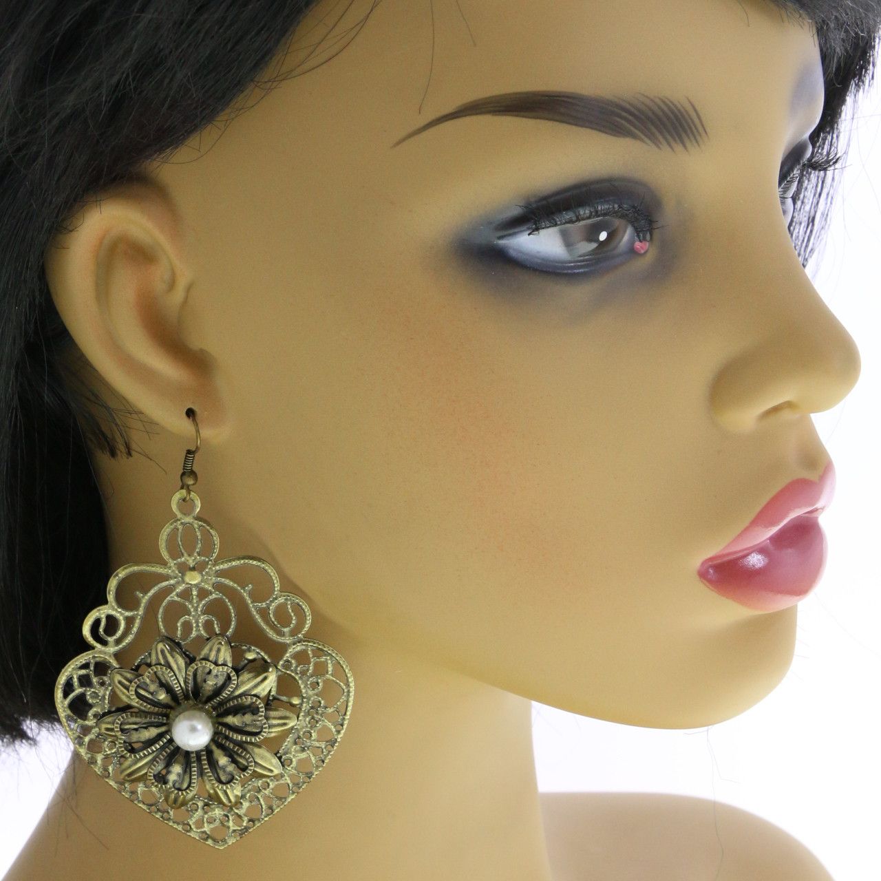 60 Bulk HearT-Shaped Filigreed Dangle Earrings Assorted - at ...