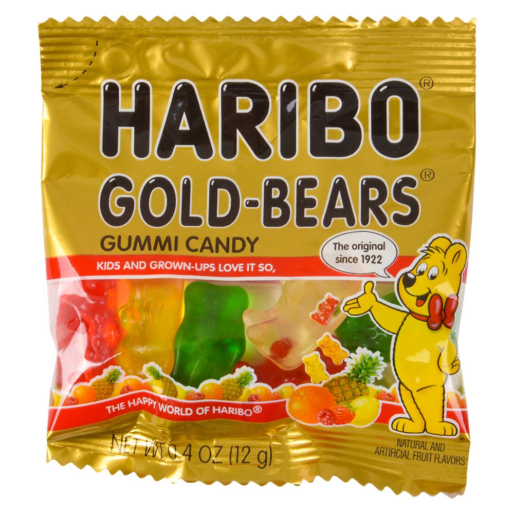 432 Bulk Haribo Mini Gold Gummy Bear 54pc Tub - at - bluestarempire.com