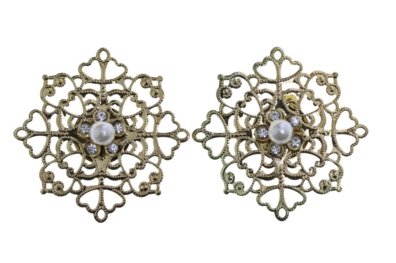 60 Bulk Filigreed Metal Crystal Accent CliP-On Earrings GolD-Tone - at ...
