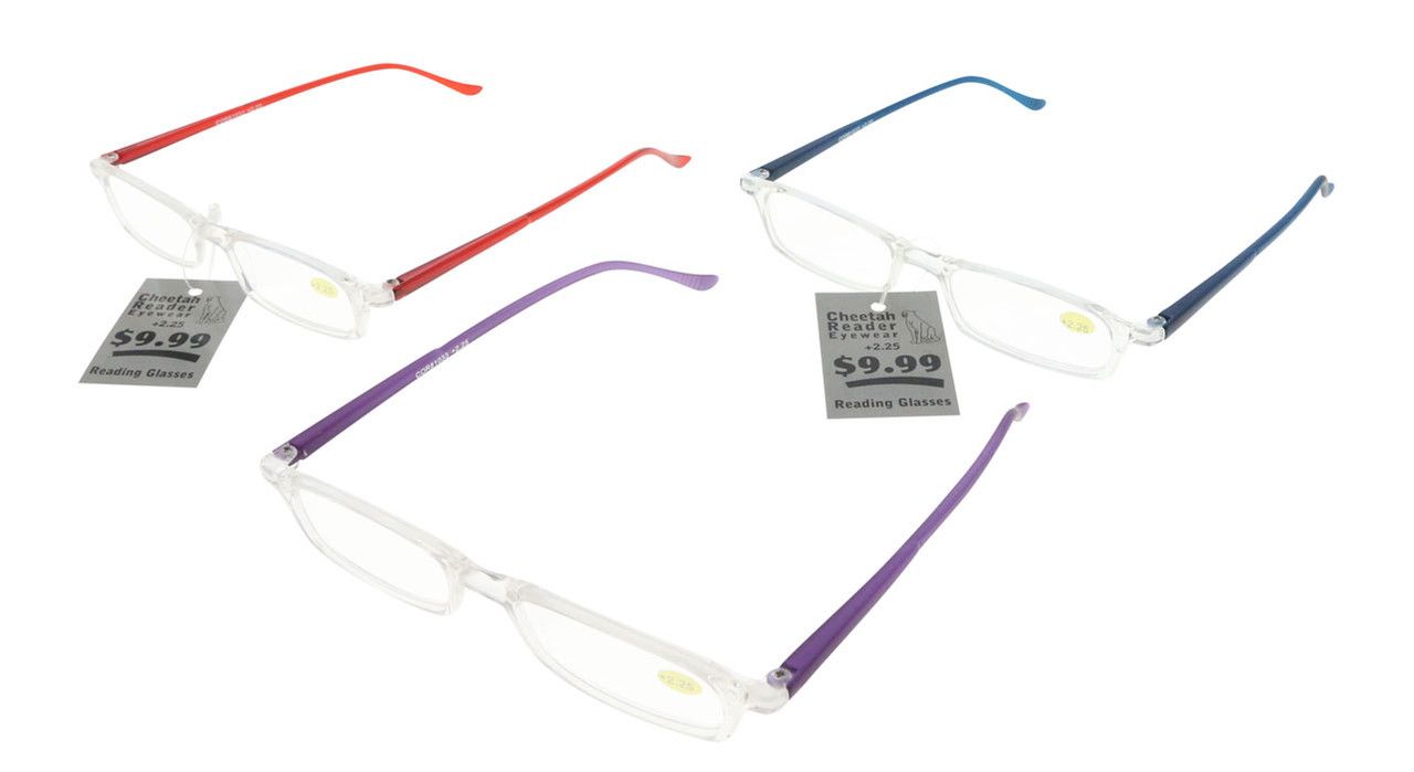 60 Bulk Assorted Translucent Rectangular Reading Glasses - at ...