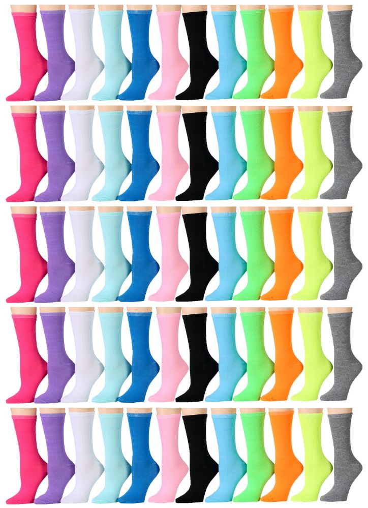 60 Bulk Yacht & Smith Women's Assorted Colored Crew Socks - at ...