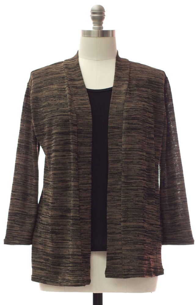 12 Bulk Plus Tufer Hacci Knit Cardigan Brown - at - bluestarempire.com