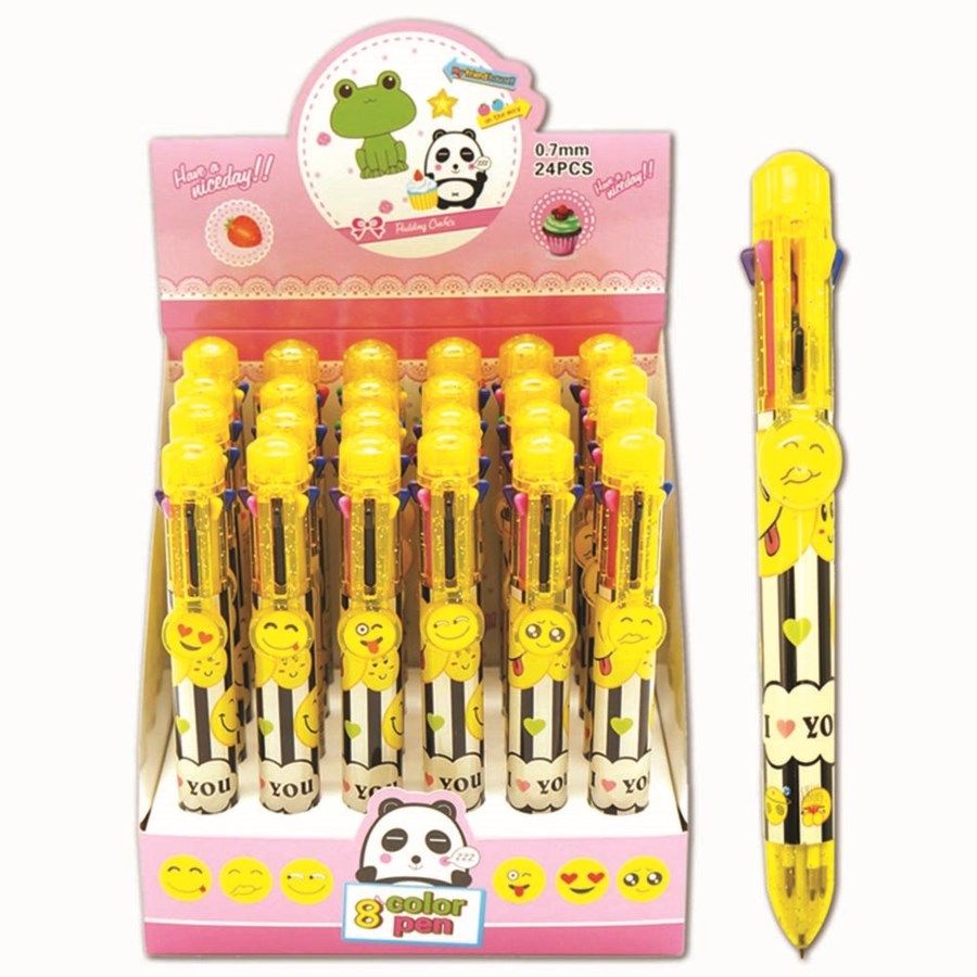 96 Bulk Smile Face Ball Pen Multi Color - at - bluestarempire.com