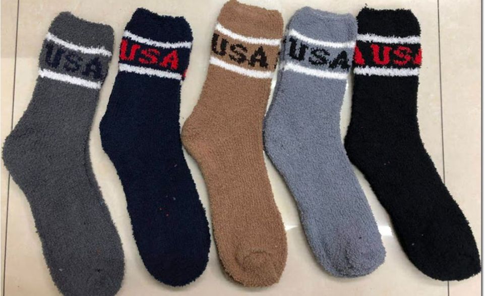180 Bulk Mens Usa Solid Color Fuzzy Socks - at - bluestarempire.com