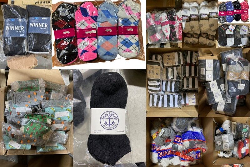 1200 Bulk Mega Sock Pallet Deal Mens Woman And Children Mix Socks - All ...