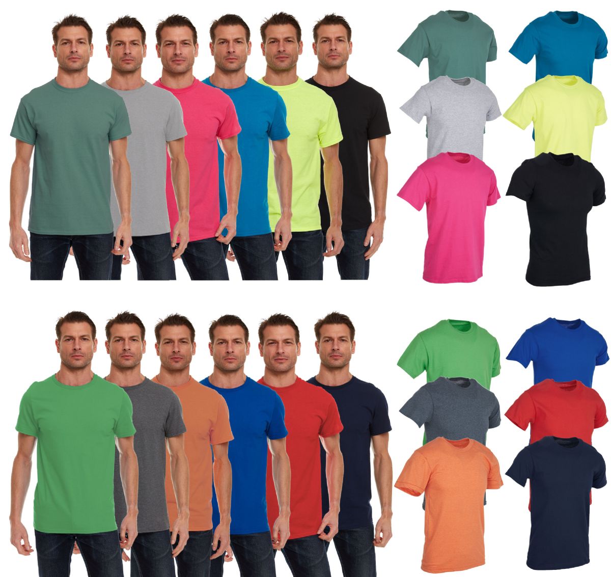 48 Bulk Mens Cotton Short Sleeve T Shirts Mix Colors Size Med - at ...