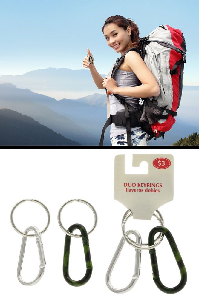 60 Bulk Duo Carabiner Keychains One Silver Tone And The Other With A ...