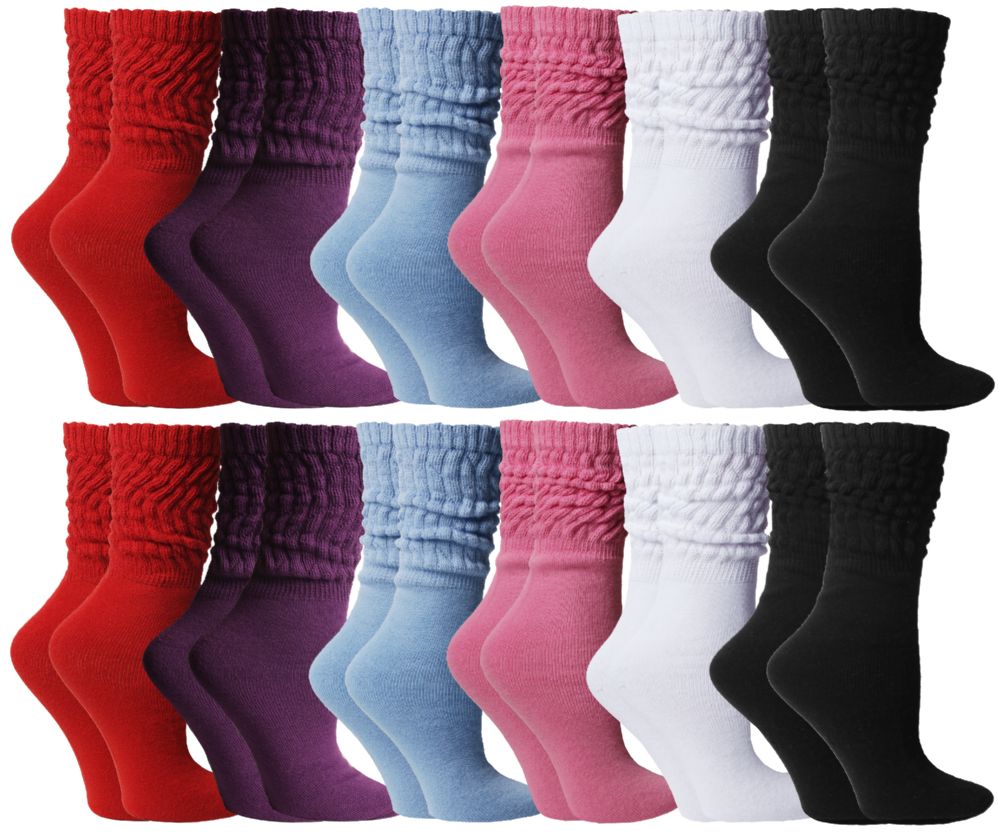 24 Bulk Yacht & Smith Slouch Socks For Women, Assorted Colors Size 9-11 ...