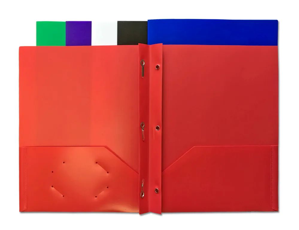 48 Bulk 2- Pocket Poly Portfolio With Prong, Solid Colors (48 Units Per ...