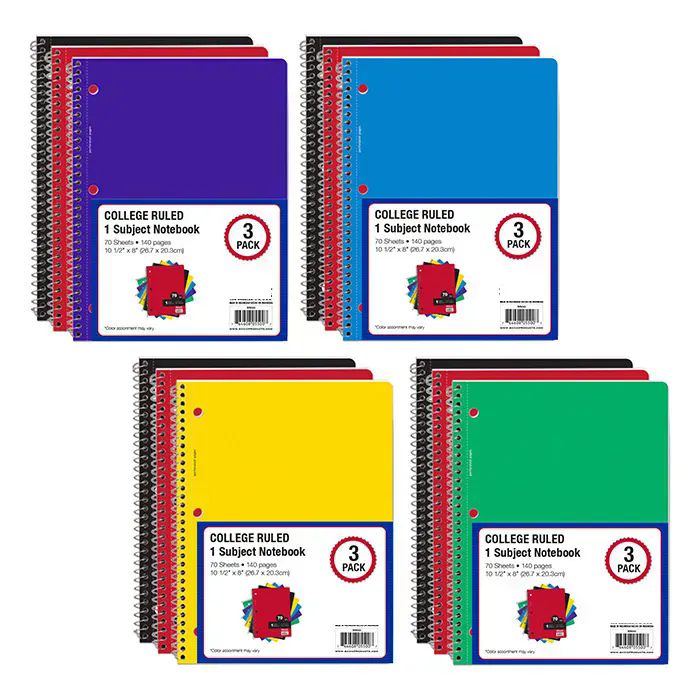 8 Bulk 70 Ct. 1-Subject Spiral Notebook 3-pack - at - bluestarempire.com
