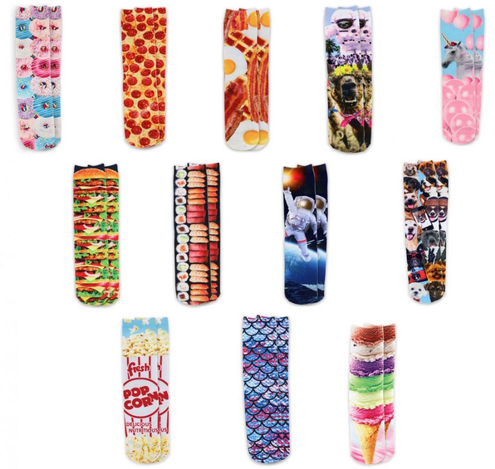 48 Bulk Two Left Feet Sock Company Printed Adult Novelty Sock Food ...