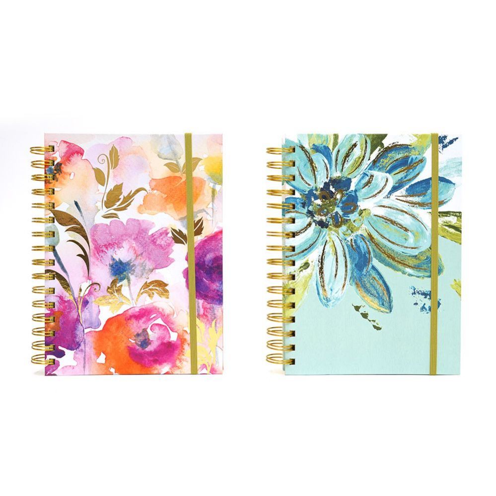 24 Bulk 160 Sheet Jumbo Spiral Journals With Floral Print And Elastic ...