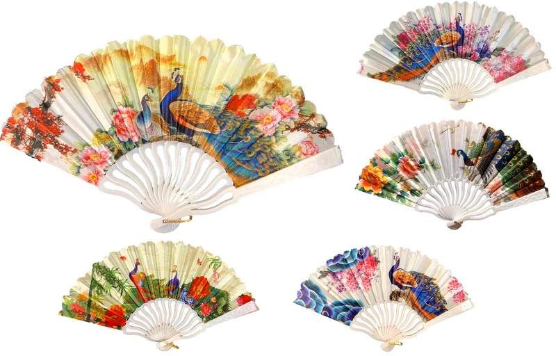 96 Bulk Hand Fan With Peacock Design - at - bluestarempire.com