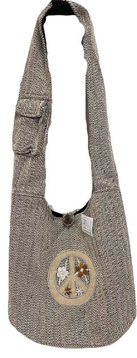 5 Bulk Peace Sign Heavy Material Black And White Handmade Hobo Bag - at ...