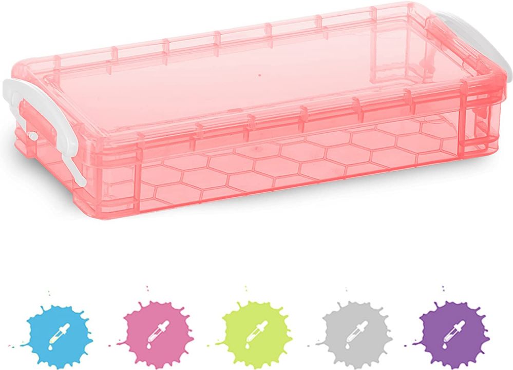 80 Bulk Stackable Plastic Pencil Case, Red - at - bluestarempire.com