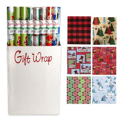 42 Bulk Gift Wrap Christmas 100 Sq Ft1.5in Core Asst Designs pp - at ...