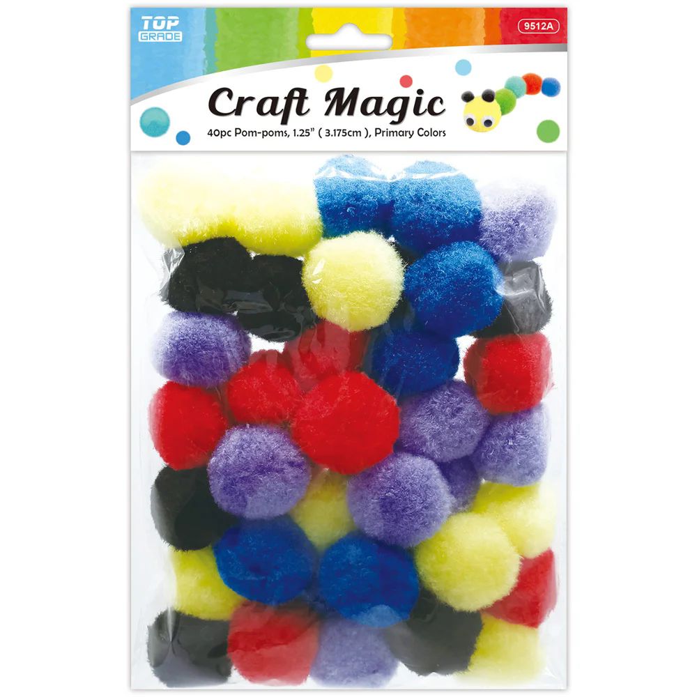 12 Bulk 1.25 Inch/40ct PoM-Poms Astd Primary Colors - at ...