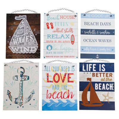 48 Bulk Sentiment Home Decor Plaques 6x8in Assorted Beach Theme 24pc ...