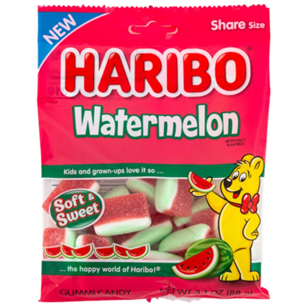 12 Bulk Gummi Candy Haribo Watermelon3.1 Oz Peg Bag - at ...
