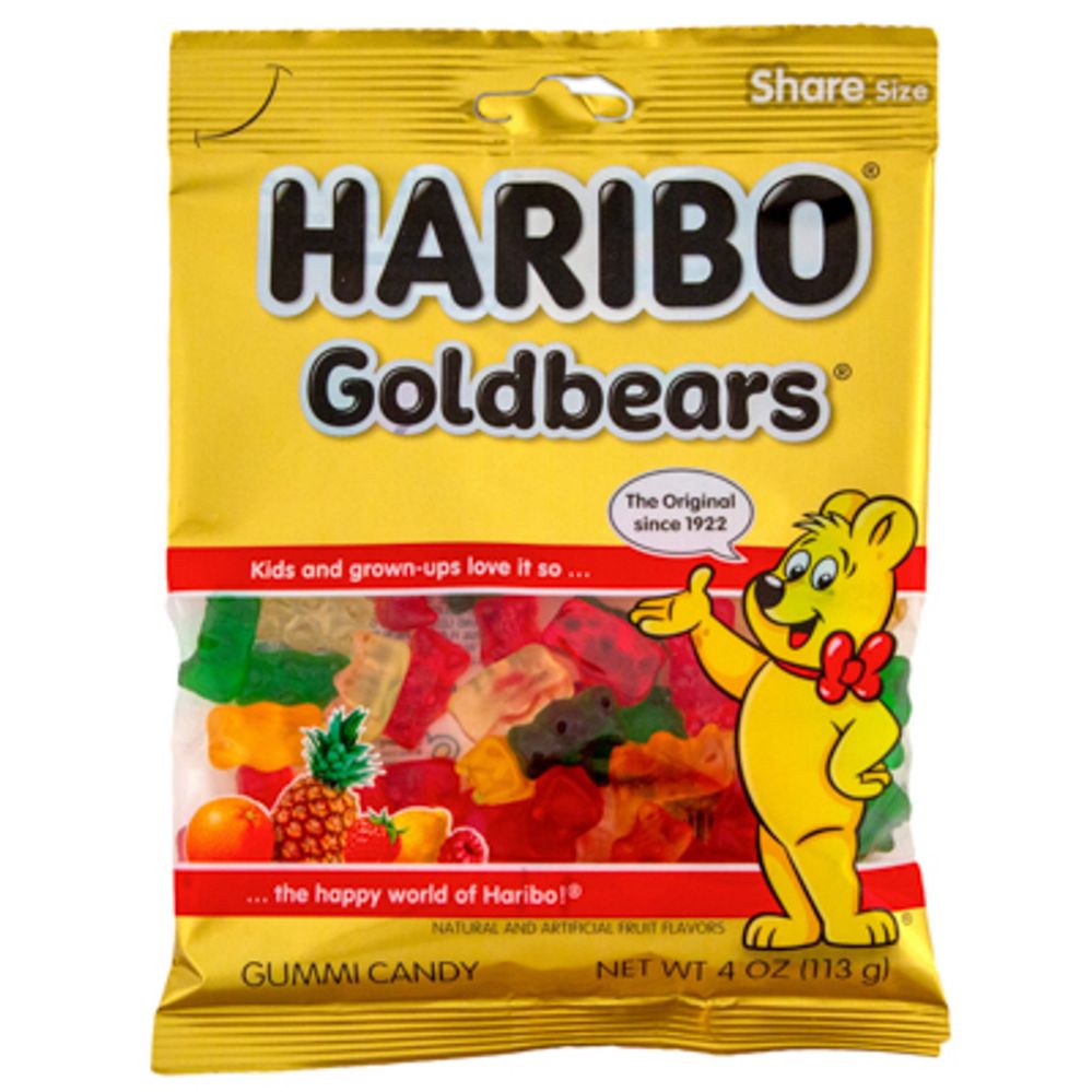 12 Bulk Gummy Bears Haribo Gold 4 Ozpeg Bag - at - bluestarempire.com
