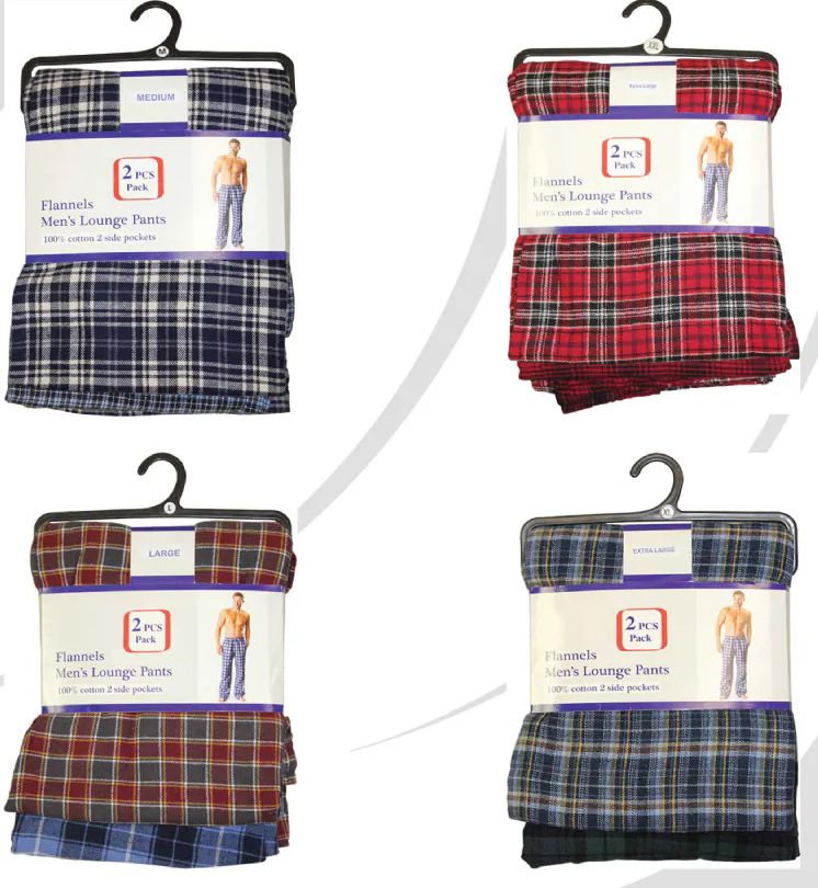 24 Bulk Mens 2 Pack Flannel Lounge Pants Sizes M-2x - at ...