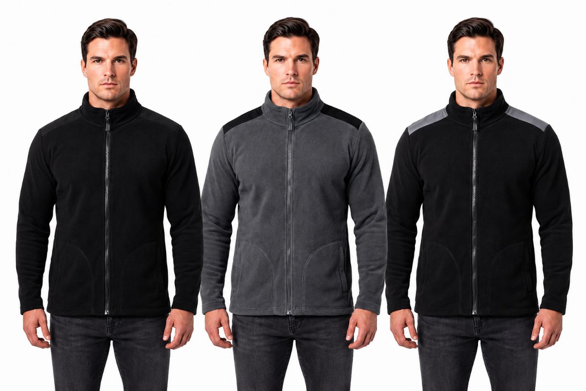 20 Bulk Men's Full Zip Mock Neck Micro Fleece Jacket With Patch Pockets ...