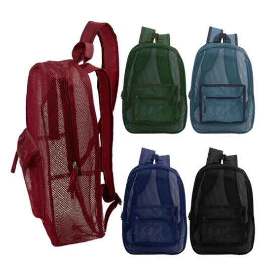 24 Bulk Mesh Wholesale Backpacks 5 Assorted Colors - at ...
