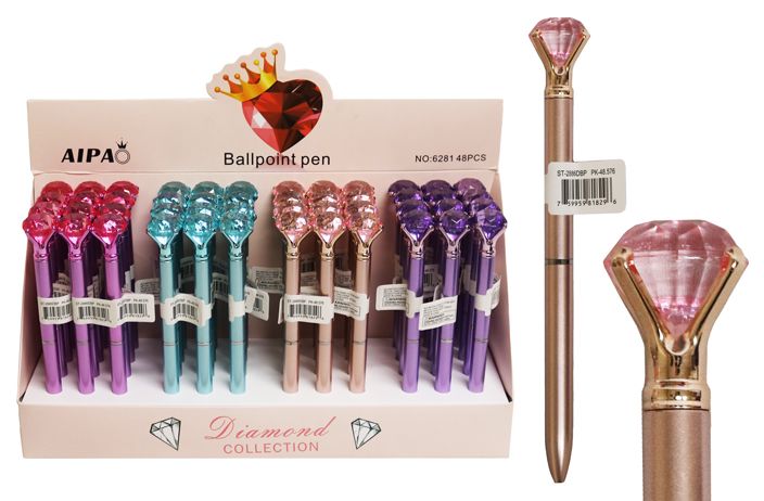 48 Bulk Diamond Top Ballpoint Pen - at - bluestarempire.com
