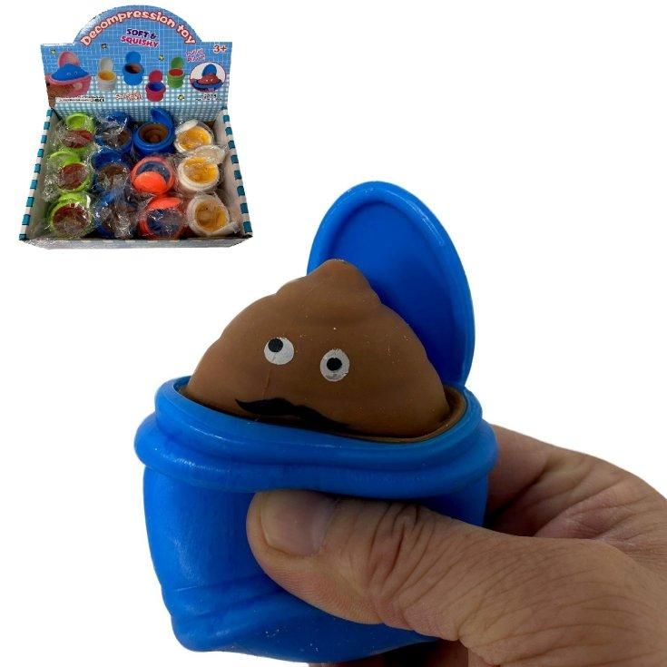 24 Bulk Squeeze/pop - Up Doo - Doo In A Potty Toy - at - bluestarempire.com