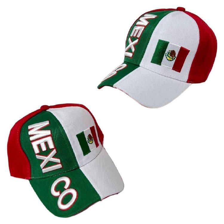 12 Bulk Tricolor World Flag Of Mexico Baseball Hat - at ...