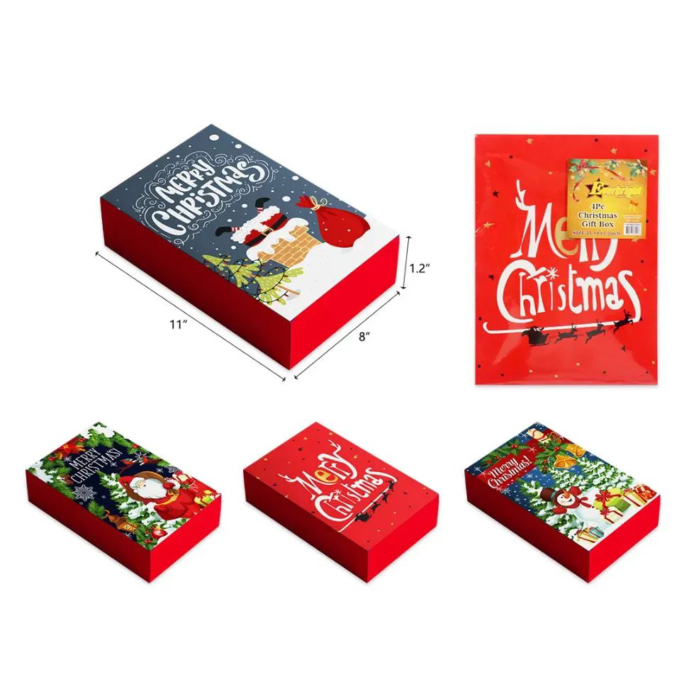 24 Bulk 11 X 8 X 1.2 4pc Christmas Gift Box - at - bluestarempire.com