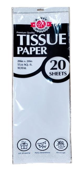96 Bulk 20" X 20" White Tissue Paper 20ct - at - bluestarempire.com