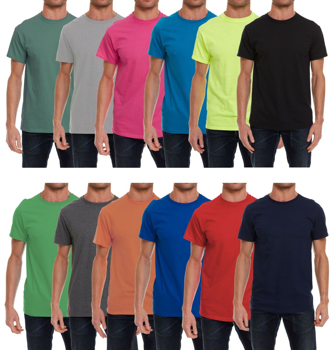 144 Bulk Mens Cotton Crew Neck Short Sleeve T-Shirts Irregular ...