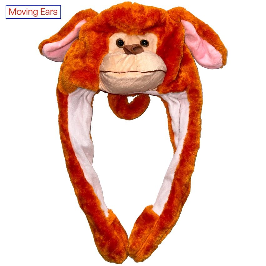 12 Bulk Animal Hat With Moving Ears For Adults - Monkey Design - at ...
