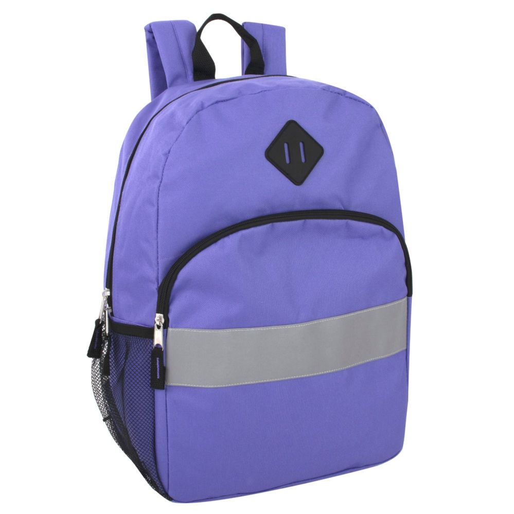 24 Bulk 17 Inch Safety Reflective Backpack With Side Pocket - 9 Colors ...