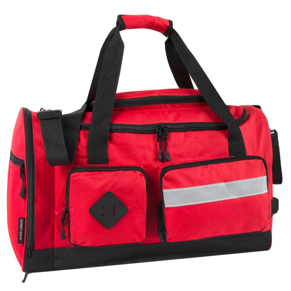 24 Bulk 20 Inch Reflective Strip Duffle Bag Red - at - bluestarempire.com