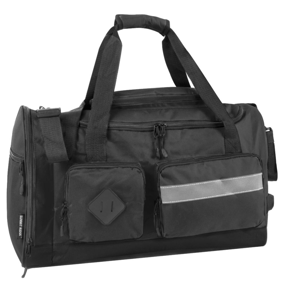 24 Bulk 20 Inch Reflective Strip Duffle Bag Black - at - bluestarempire.com